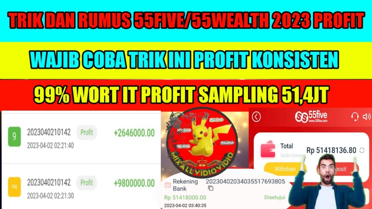 trik dan cara profit konsisten 2023 di 55five wd sampai 51,4jta #55five #55five mantul - YouTube