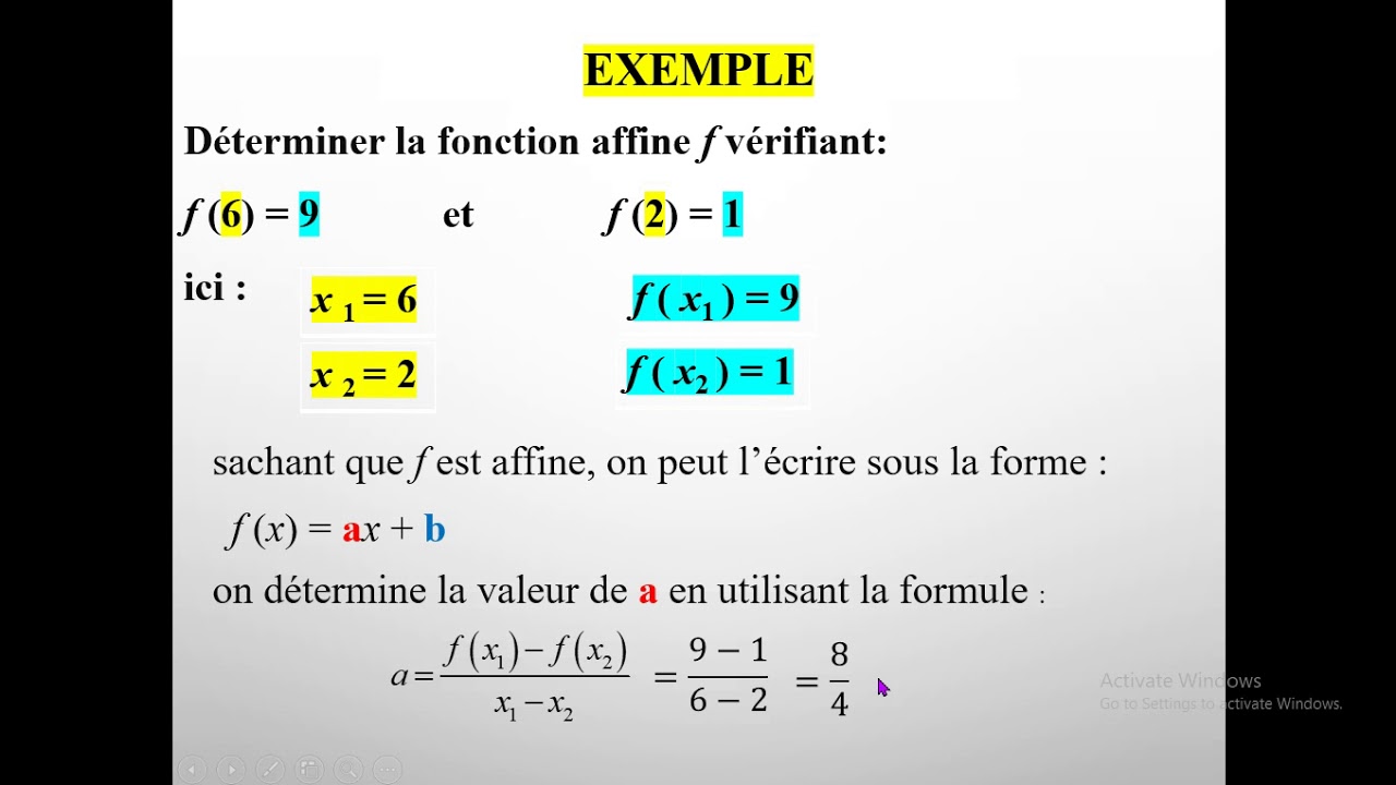 déterminer une fonction affine - YouTube