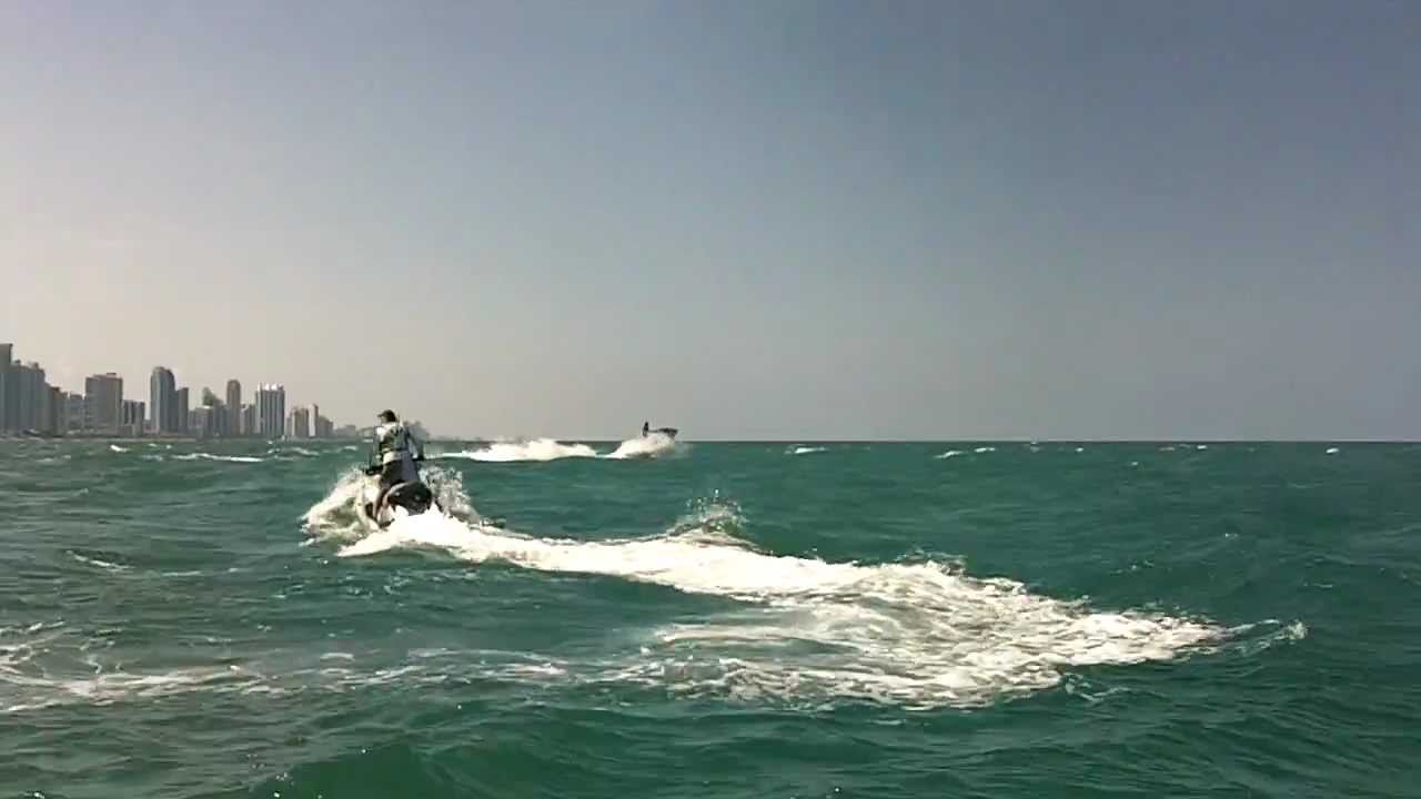 Waverunners Jumping Waves Miami Beach - YouTube