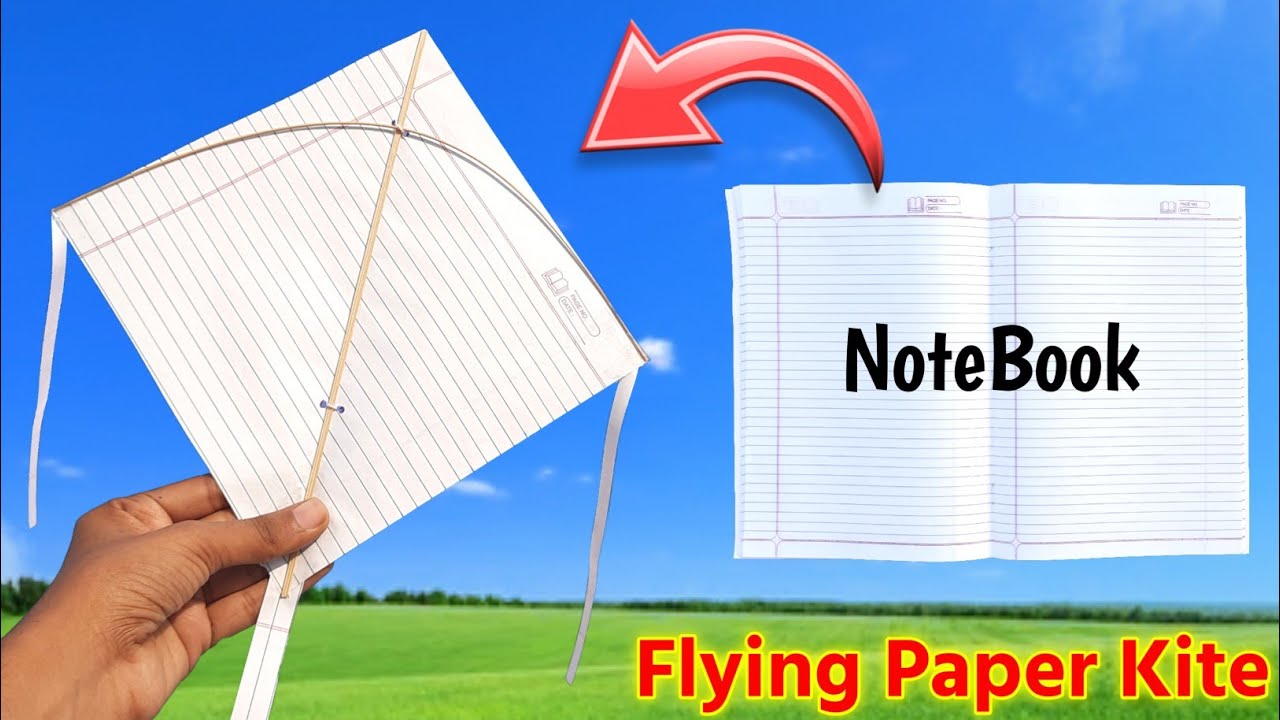 How to make notebook paper kite , best paper kite , flying paper kite ...