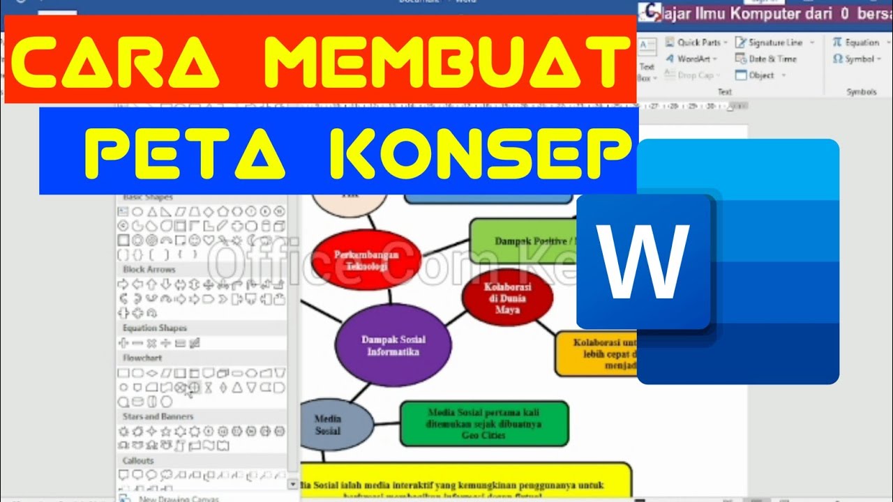 Membuat peta konsep di Microsoft Word_mudah - YouTube