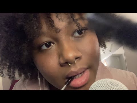 ASMR doing your eyebrows + spoolie nibbling, mouth sounds, personal attention - YouTube