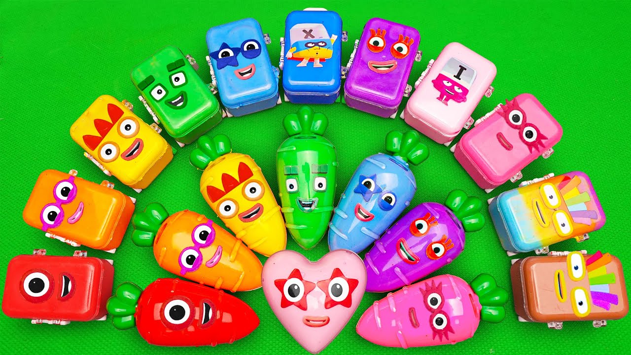 Mixing All My SLIME by Finding Rainbow Carrot Shapes inside Orbeez CLAY ...