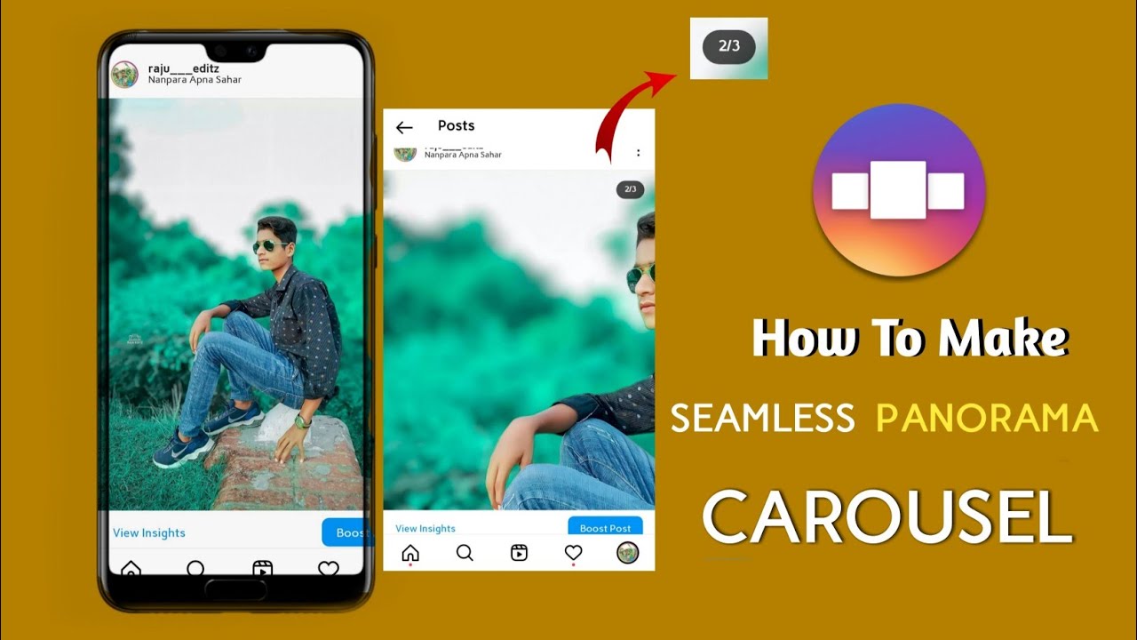 How To Make Seamless Panorama Carousel For Instagram - Raju Editz - YouTube