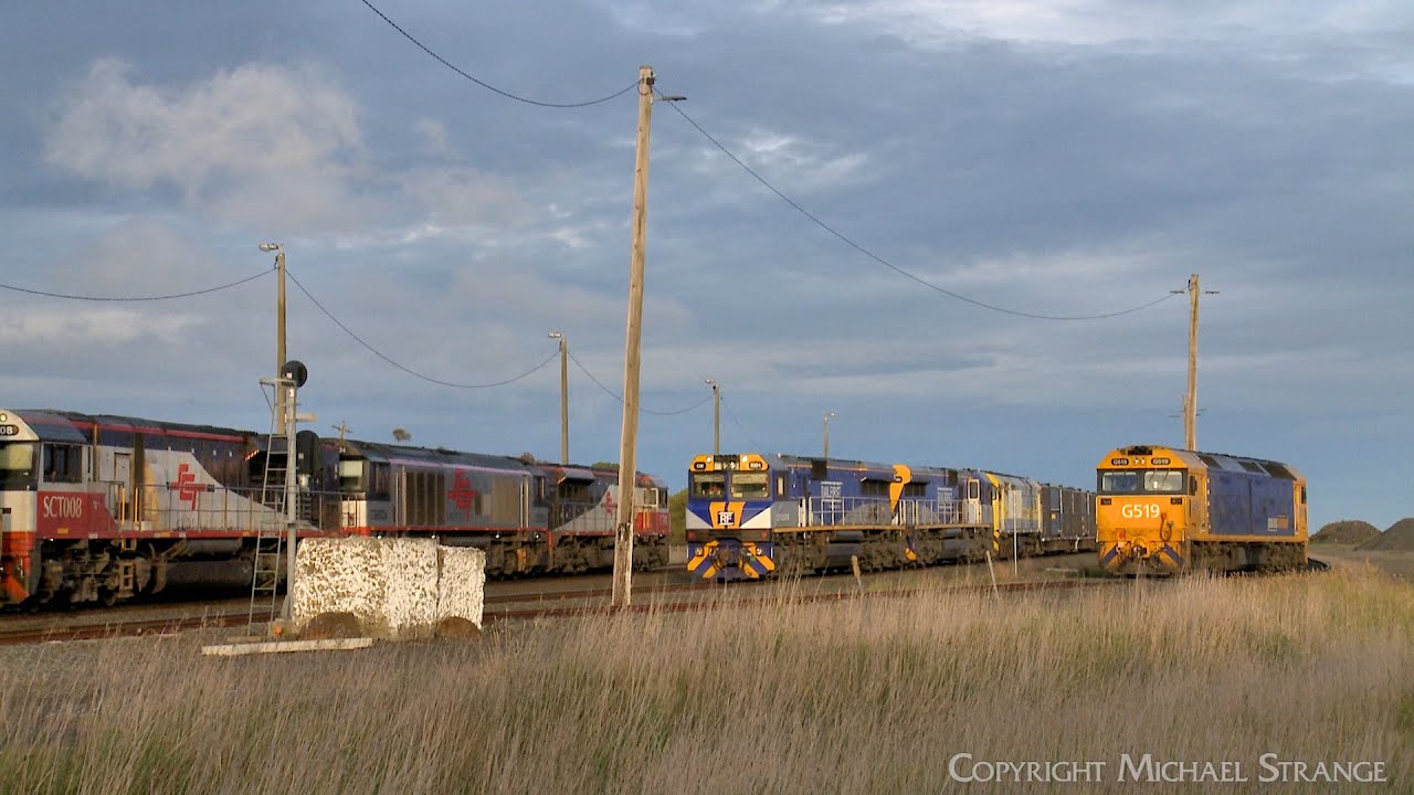 SCT 5PM9 Mixed Freight Train Crosses QUBE Grain Train (15/10/2023 ...