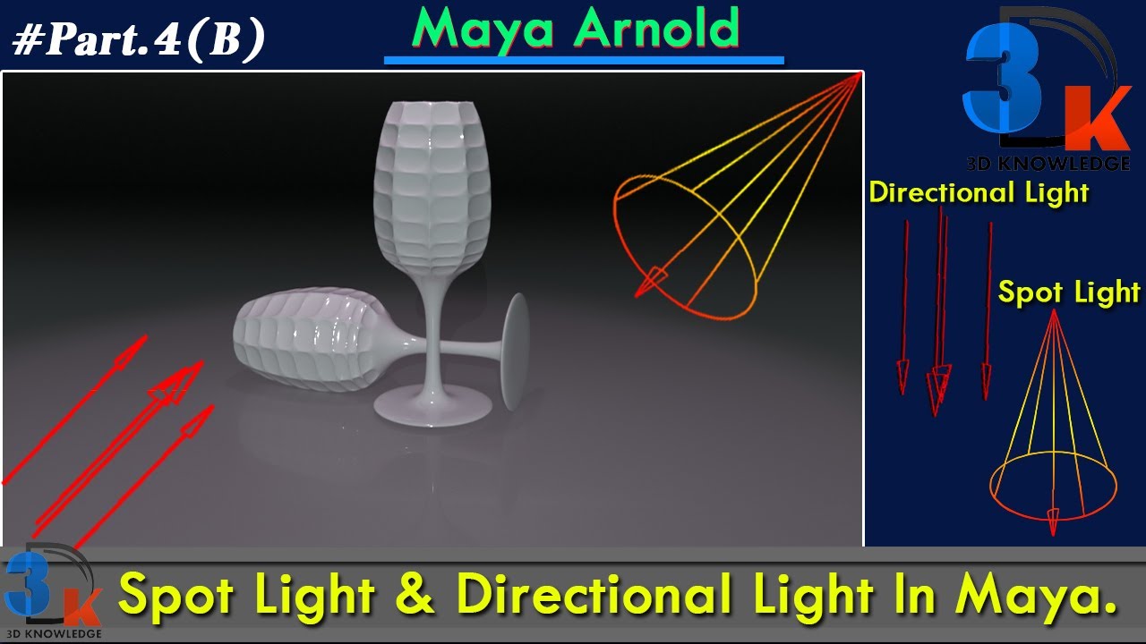 Spot Light In Arnold Maya | Directional Light In Arnold Maya | How To ...