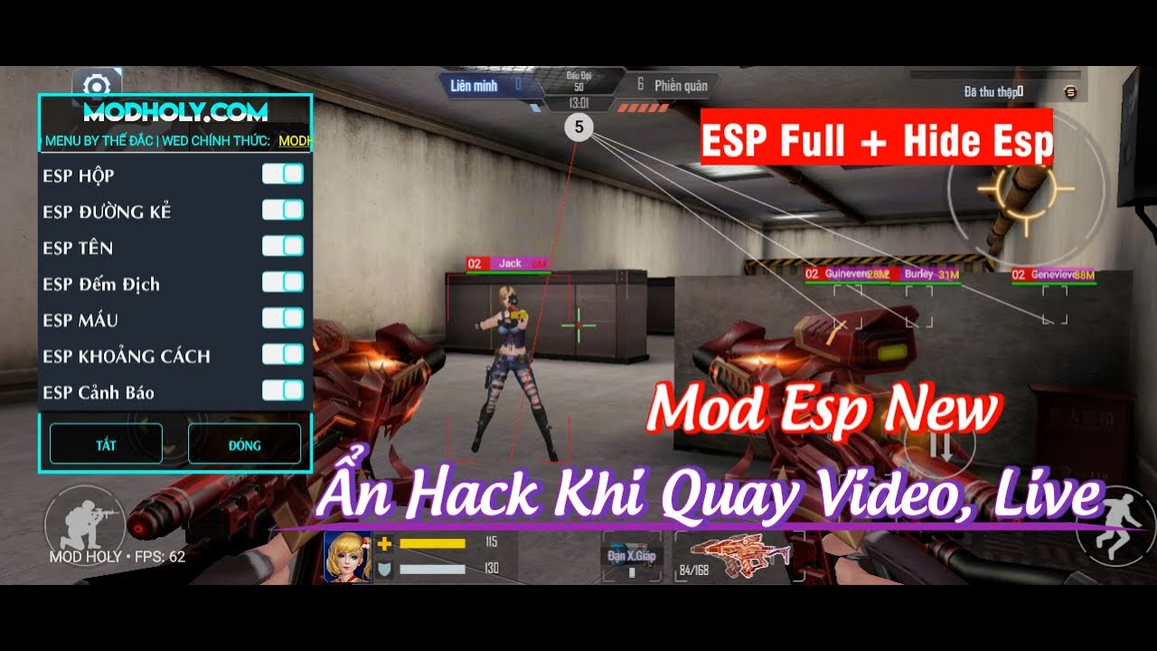 Mod Menu ESP Tập Kích X, Ẩn Hack Khi Quay Video, Live Siêu Mượt | No Root | No Lag | No GG | NO ...
