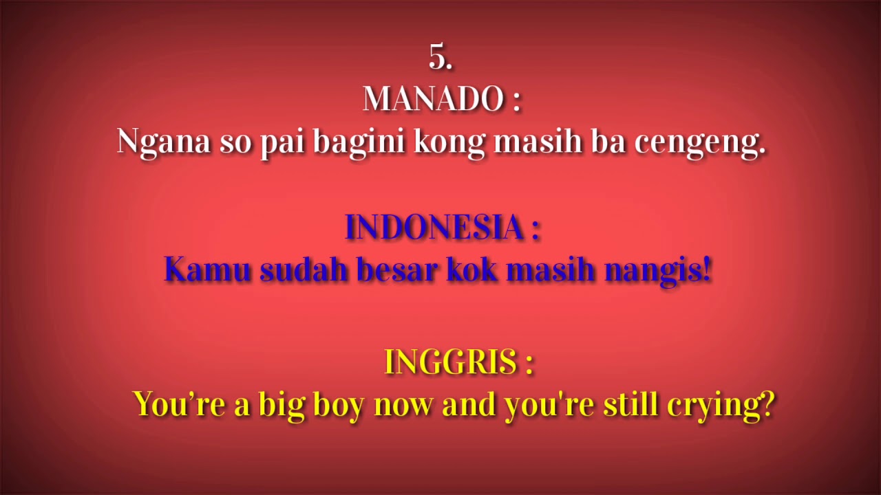 Sepuluh ungkapan Bahasa Manado /Indonesia /Inggris part 3. - YouTube