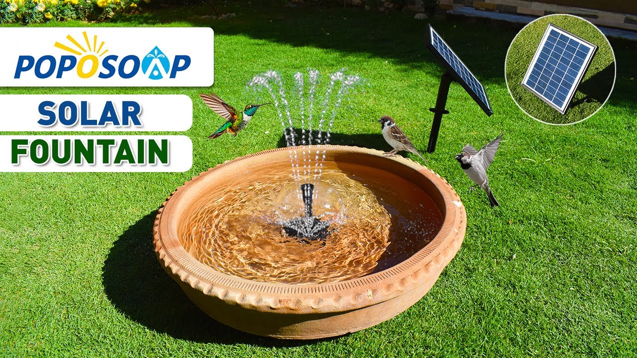 POPOSOAP Solar Fountain | Birds Bath Fountain - YouTube