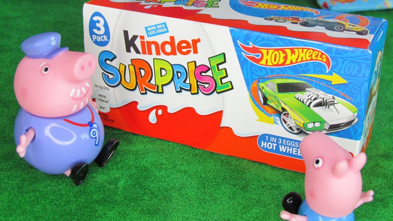 Hot Wheels Car Chocolate Eggs Surprises with Peppa Pig's Little George ...