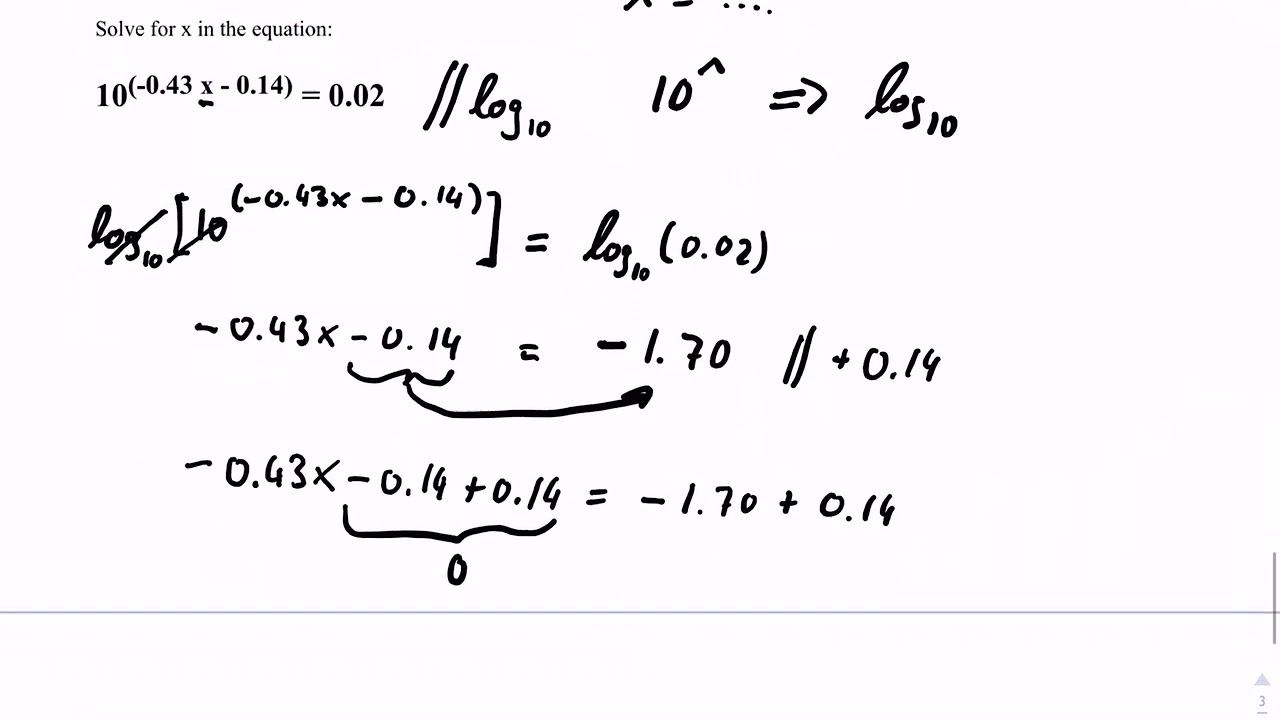 Solving exponential equations to the base of 10 - YouTube