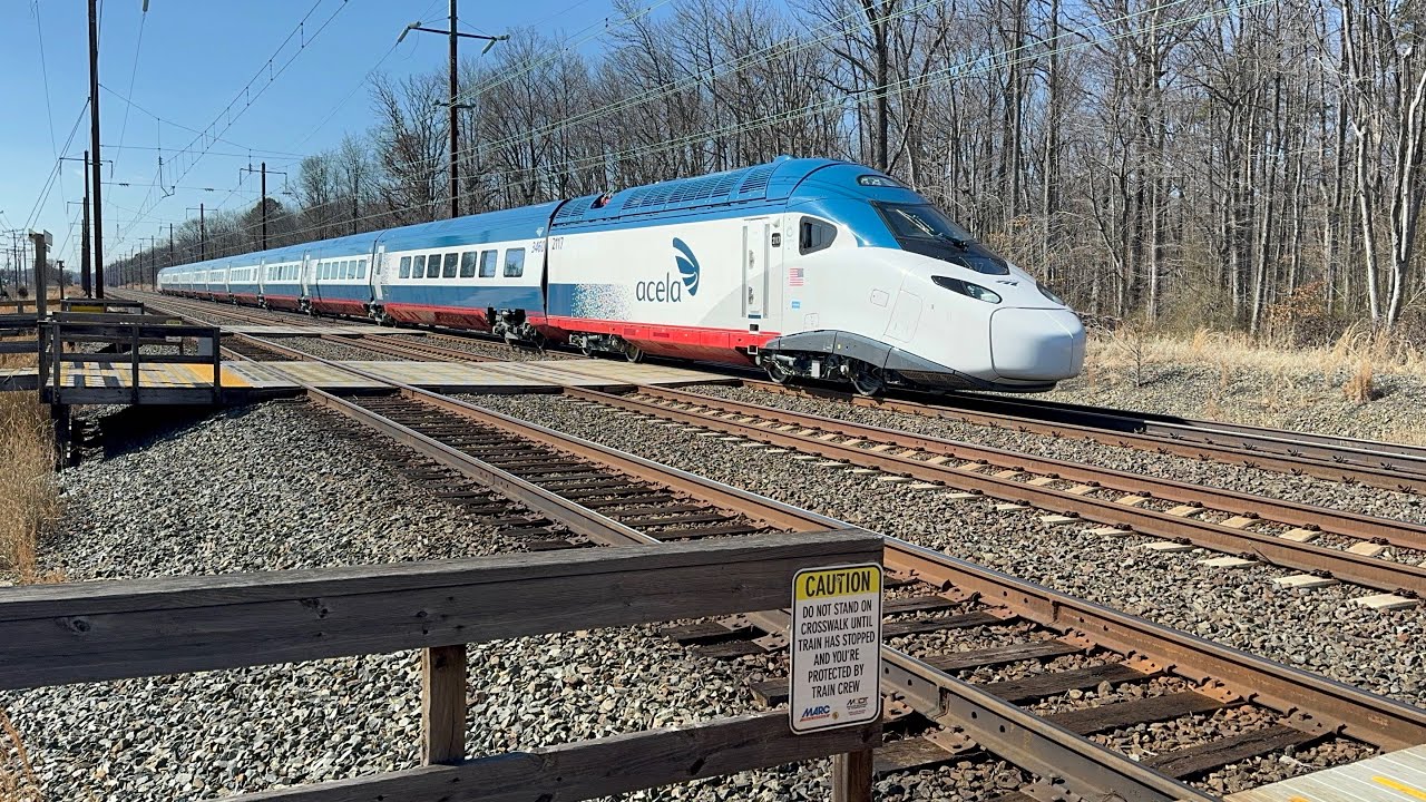 NexGen Acela makes a daylight run in spectacular lighting - YouTube