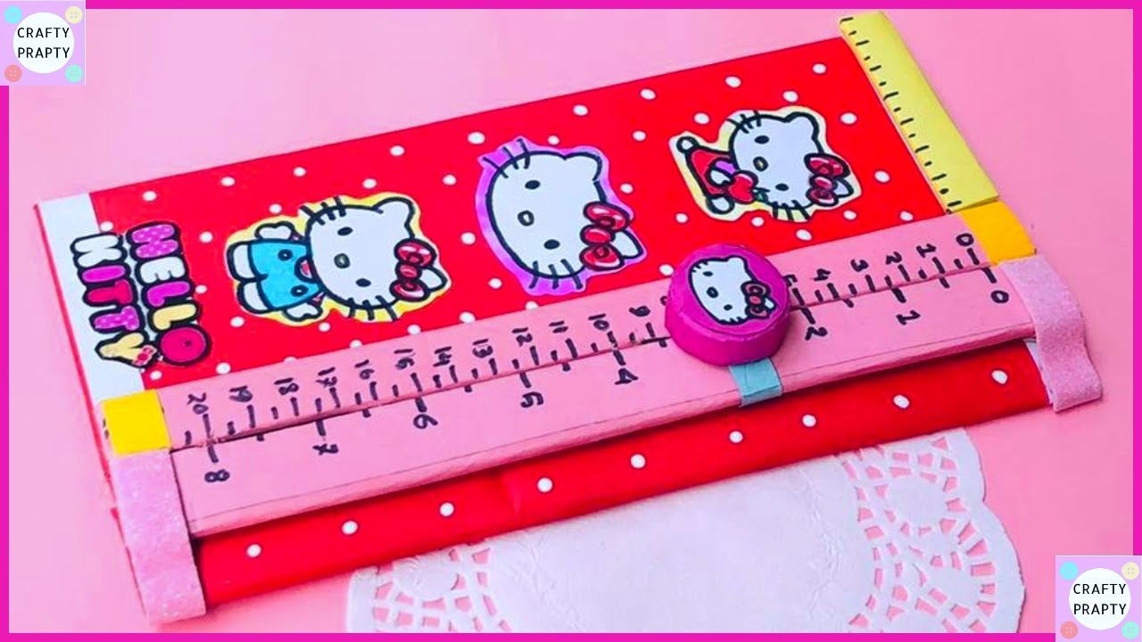 DIY Hello kitty ruler paper cutter / Handmade paper cutter/Diy paper ...