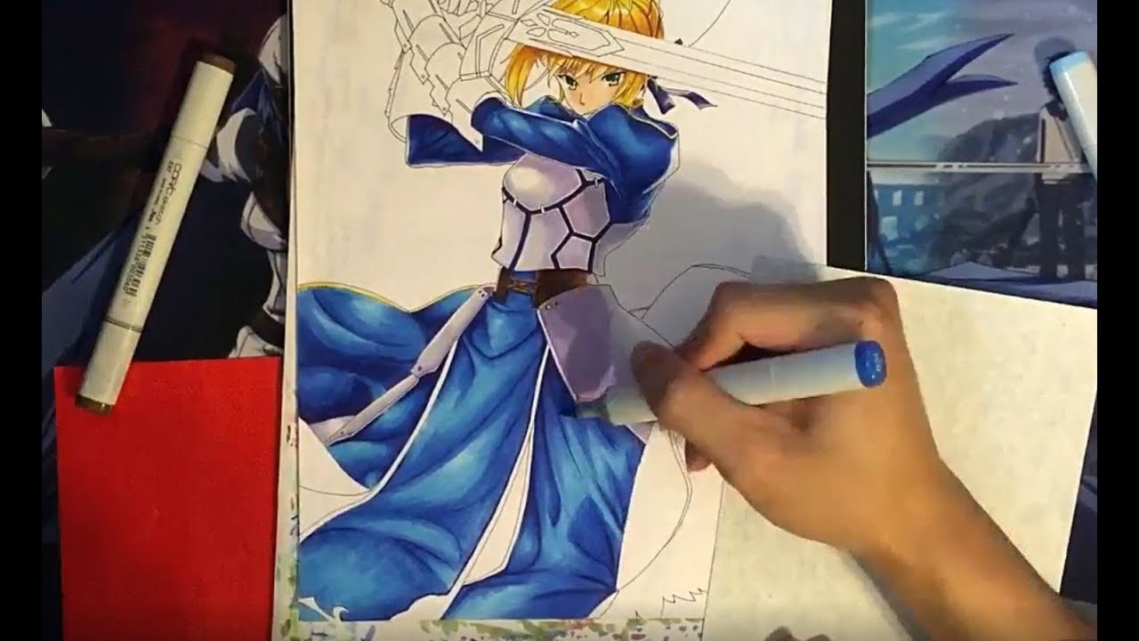 Drawing Saber (セイバー) from Fate Zero - YouTube