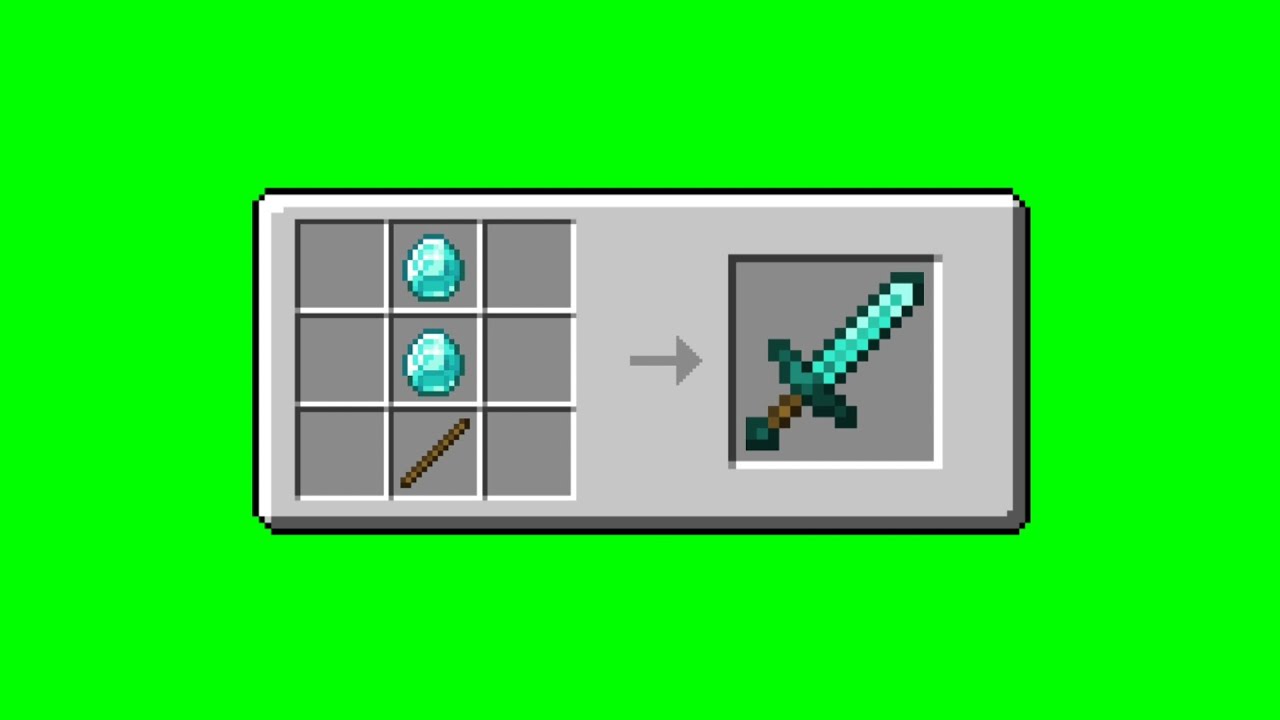 minecraft diamond tools crafting animation green screen - YouTube