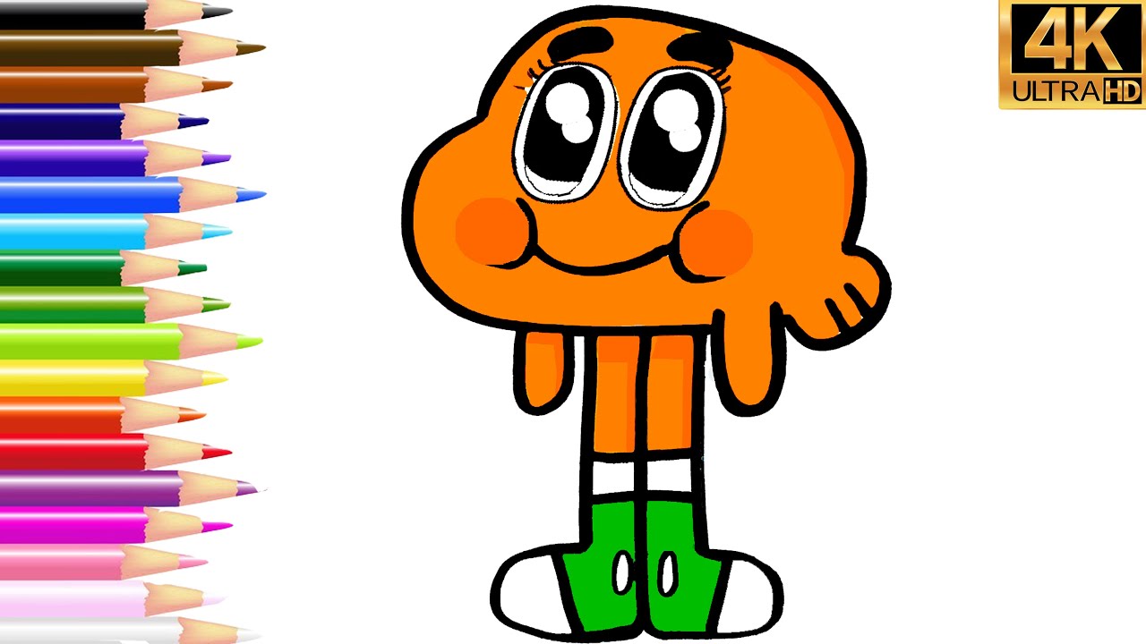 How to draw a Gumball | Easy Gumball Drawing 🐼 & Painting | Coloring ...