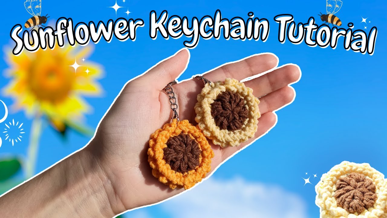 How to Crochet Sunflower Keychain || Step by step crochet flower ...