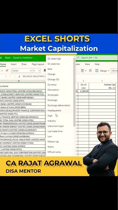 #excel 75 - How to Add Stock Data to Your Excel Sheet #shorts - YouTube