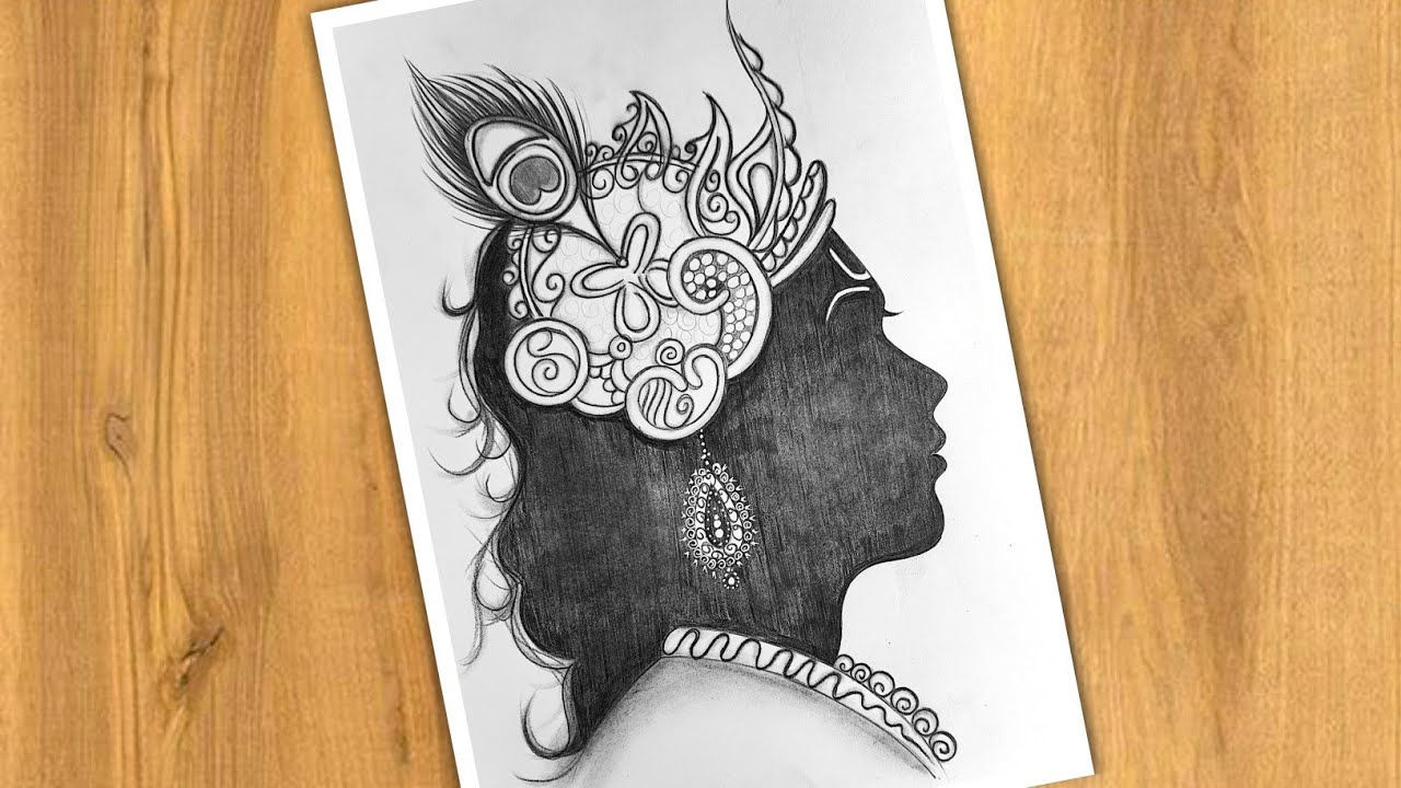 How To Draw Krishna Shadow Face | Krishna Face Drawing | Krishna Pencil ...