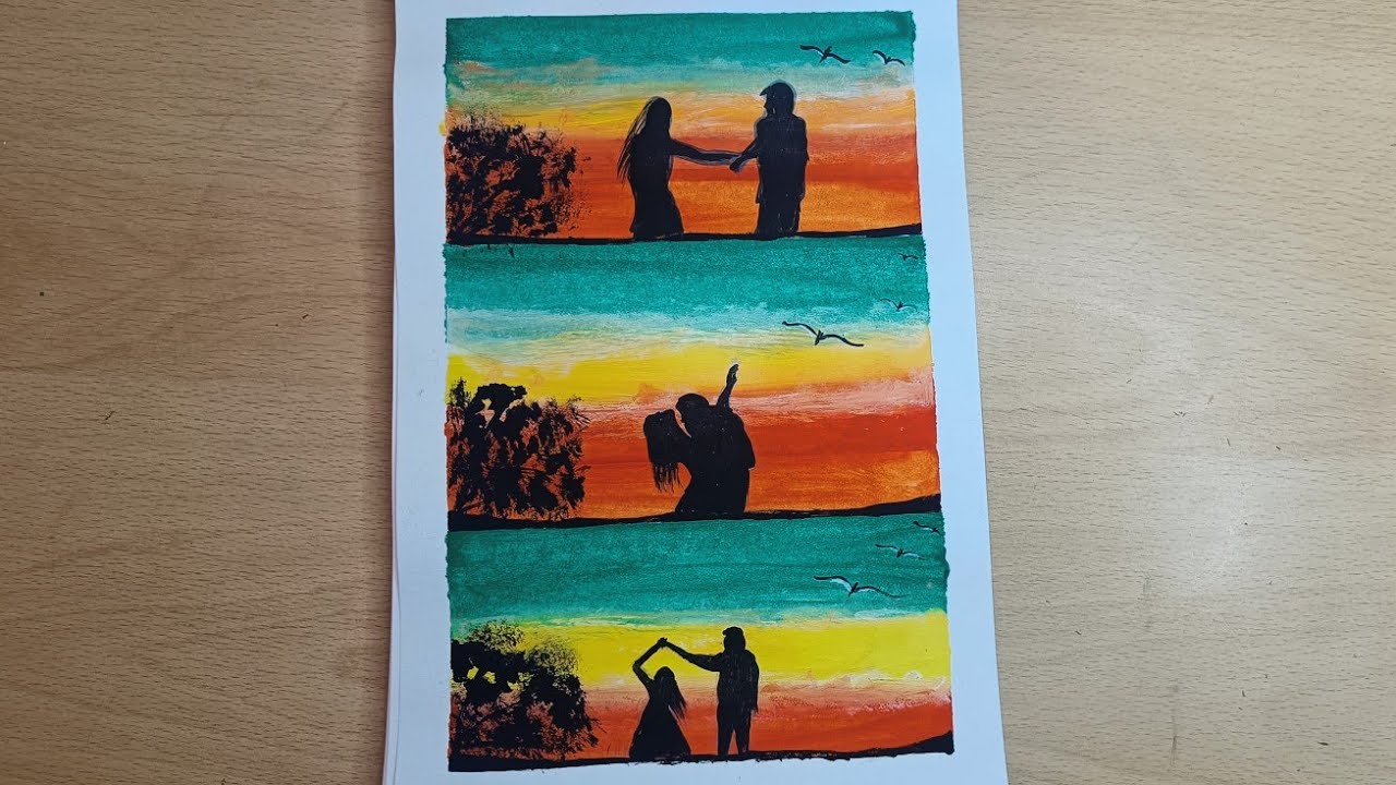 How to make sunset photography|| easy acrylic painting sunset ...