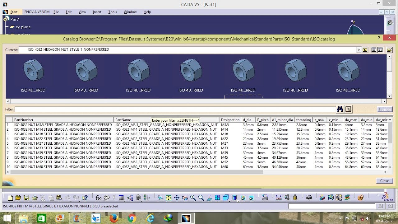 Catia V5: Nut Operation in Catlog Browser Tutorial Part 2 - YouTube