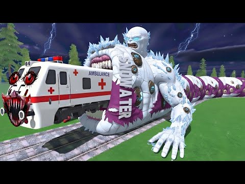 Snow Eater Monster attack Ambulance Train in Indian Bikes Driving 3d