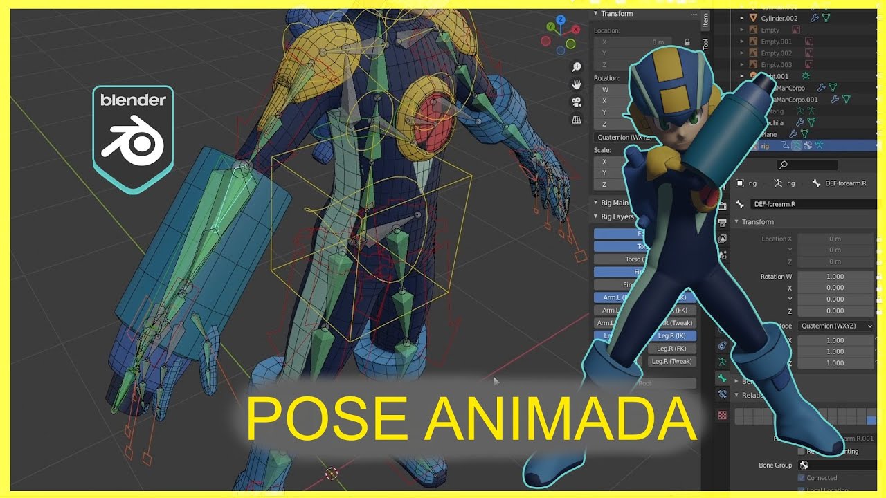 MegaMan - Pose Animada - Blender Tutorial - YouTube