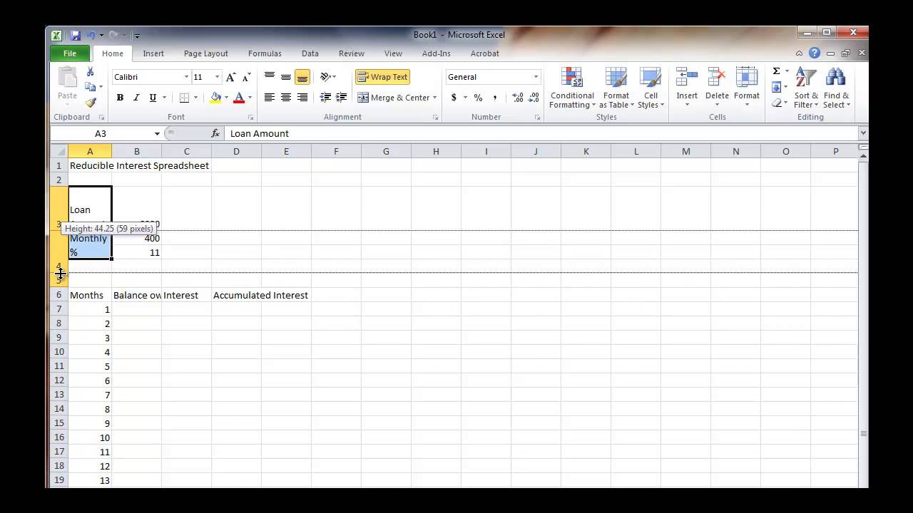 Excel - Formatting with a reducible interest example - YouTube