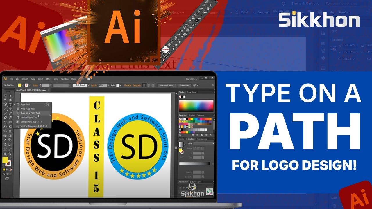 15# Type on a path | logo design | Illustrator Bangla Tutorial ...