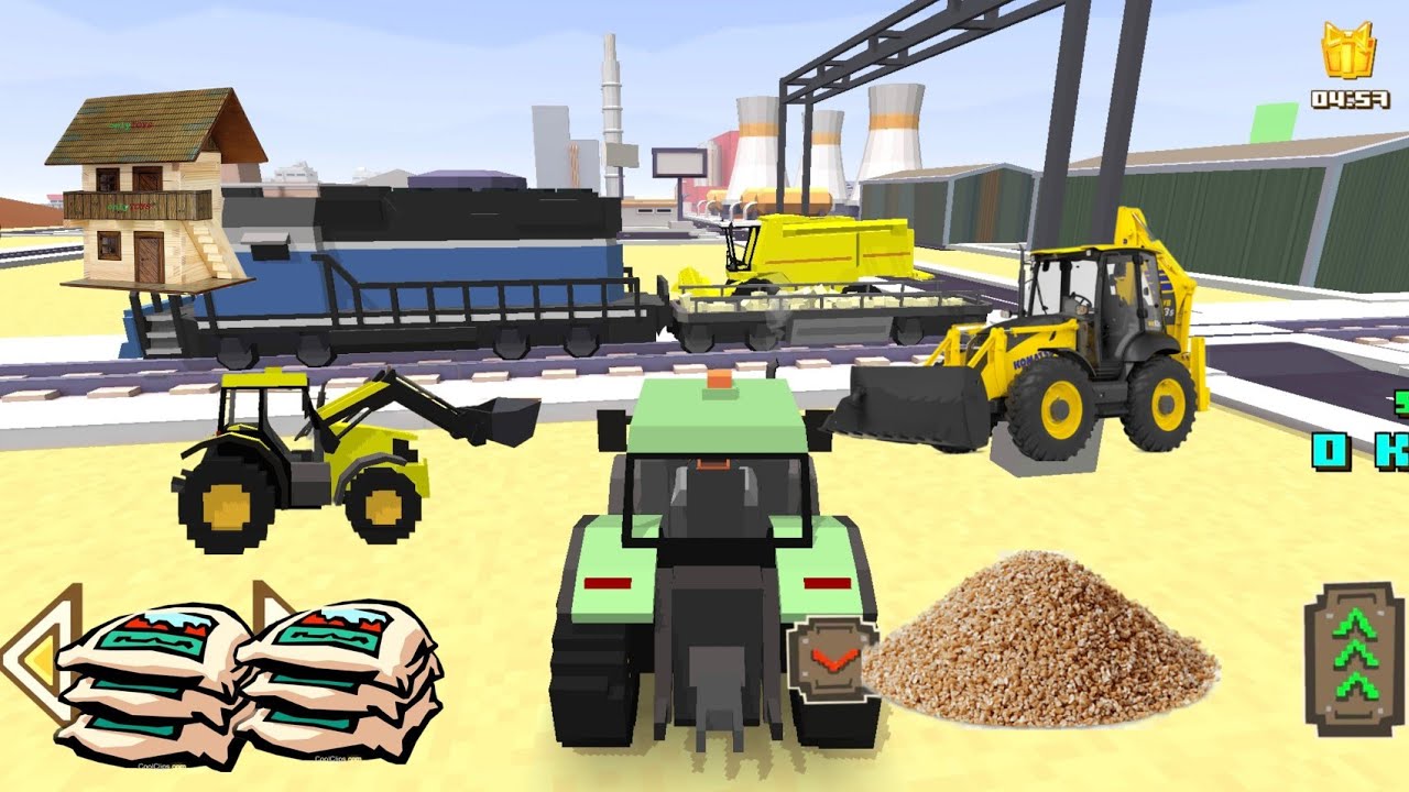 Blocky Farm & Racing Simator Tractor Modern Farm - The wheat and flour ...