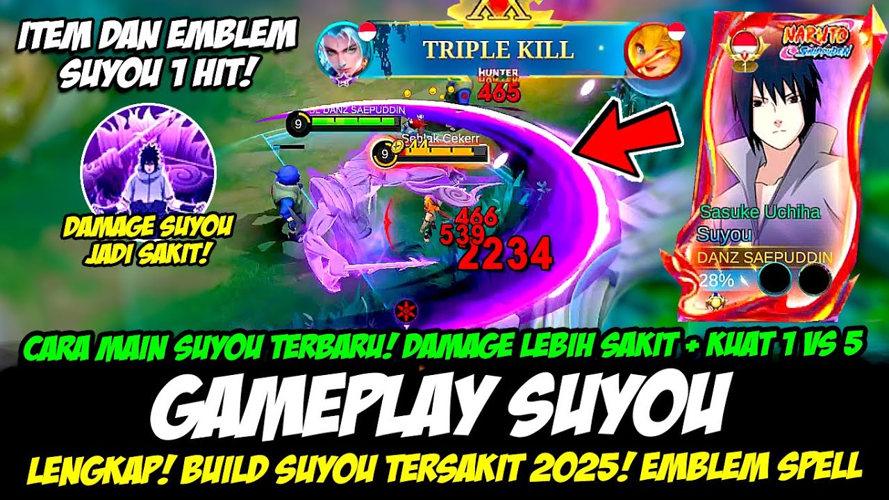 GAMEPLAY SUYOU SKIN SASUKE + CARA MAIN SUYOU TERBARU BUILD SUYOU ...