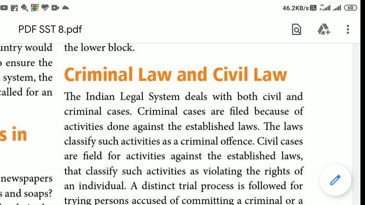 8 class civics chapter 5 Judiciary ,"criminal law and civil law ...