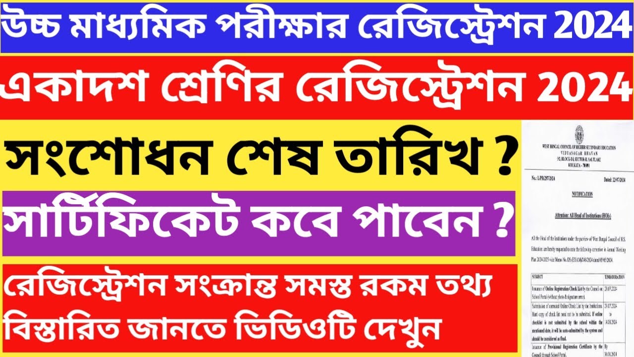 WB Class 11 registration 2024 | HS registration 2024 | Class Xl ...