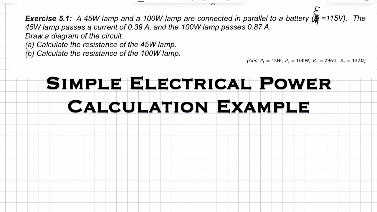 Simple Electrical Power Calculation Example - YouTube