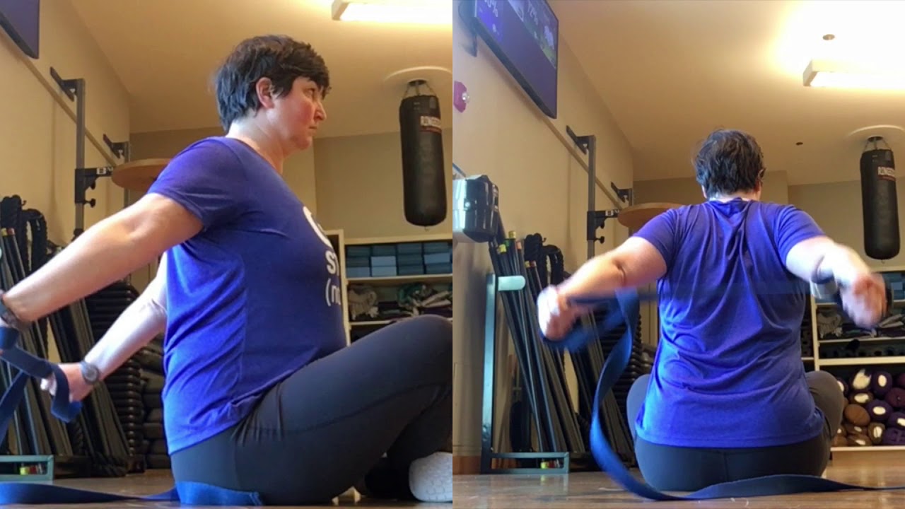 Seated Shoulder Extension Chest Stretch - YouTube