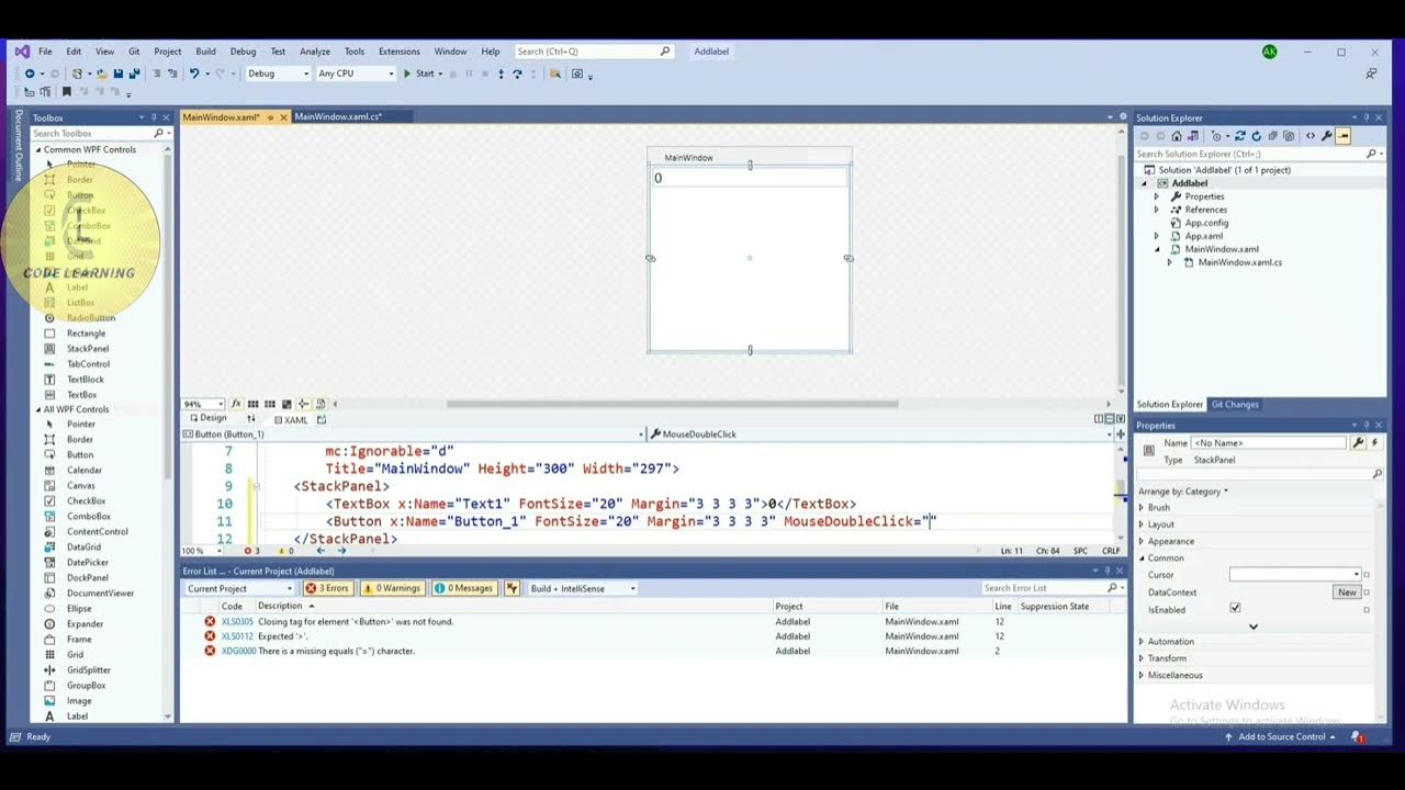 Wpf Pointer 1 Codelearning Youtube