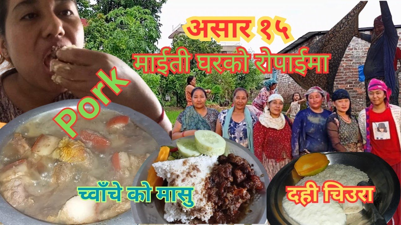 ASHAR15 MAITIGHAR KO ROPAI MA/COOKING PORK MEAT/DAHAI CHEURA RAMAILO ...
