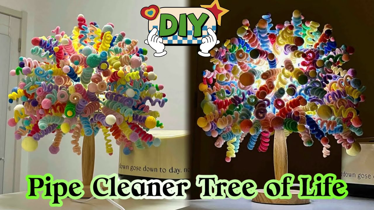 DIY Tree of Life Lamp Tutorial Using Pipe Cleaner Chenille Stems - YouTube
