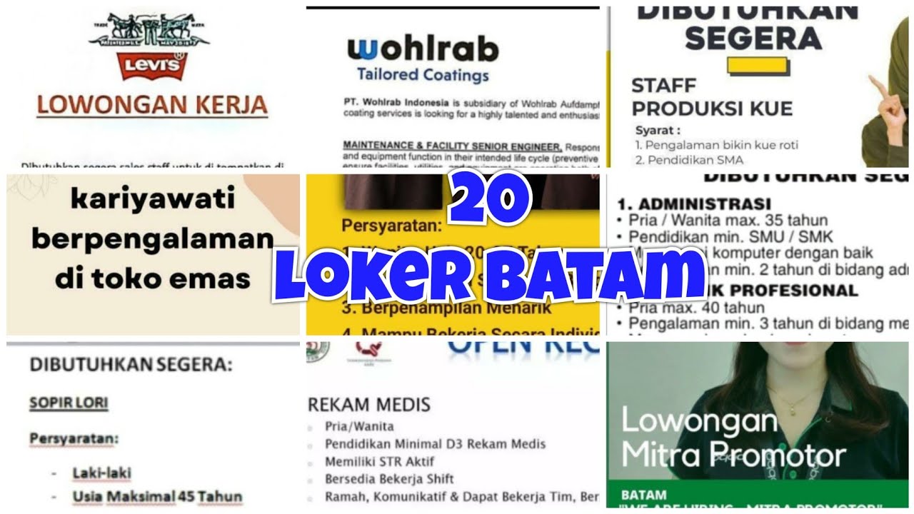LOWONGAN KERJA BATAM HARI INI | LOKER BATAM - YouTube