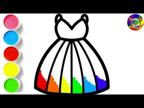 💜💃♥️🌈 Colorful Dress Drawing Step By Step, Painting and Coloring for ...