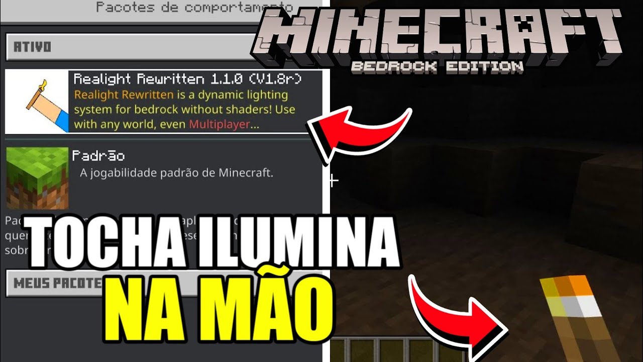 ADDON QUE ILUMINA A TOCHA NA MÃO DO MINECRAFT PE (MCPE, Bedrock)! - YouTube