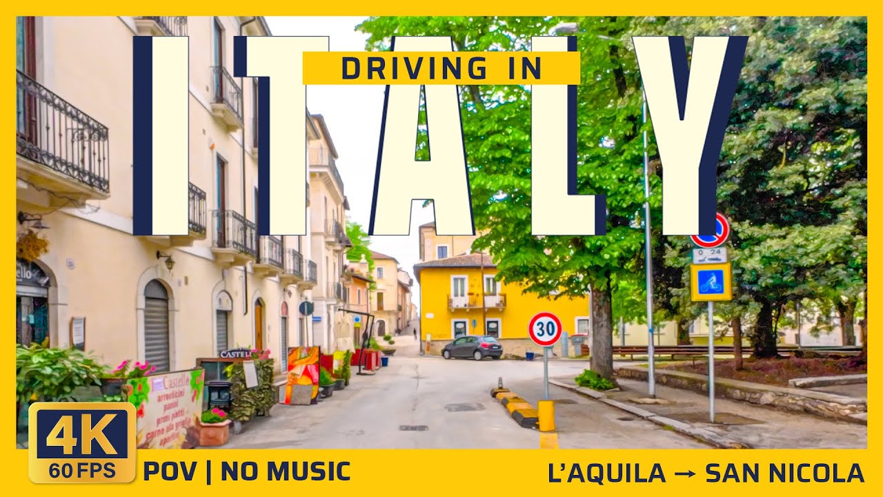 Italy Driving 4K | L’Aquila to San Nicola (Abruzzo) | ASMR Road Sounds ...