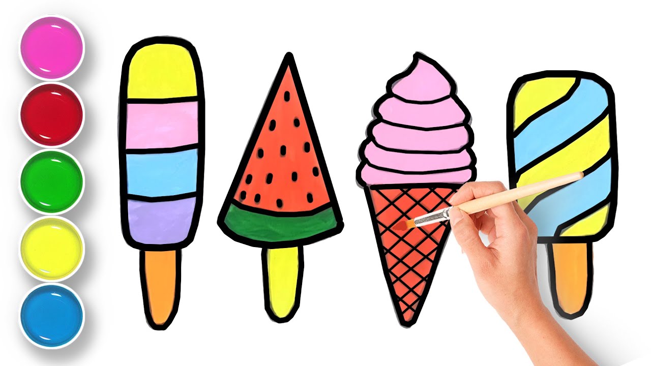 How To Draw Ice Cream Popsicles | Easy Ice Cream Drawing And Coloring # ...