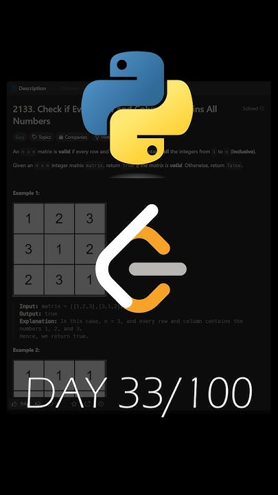 Day 33 of Leetcode every day for 100 days | Leetcode 2133 #leetcode #python #coding #programming ...