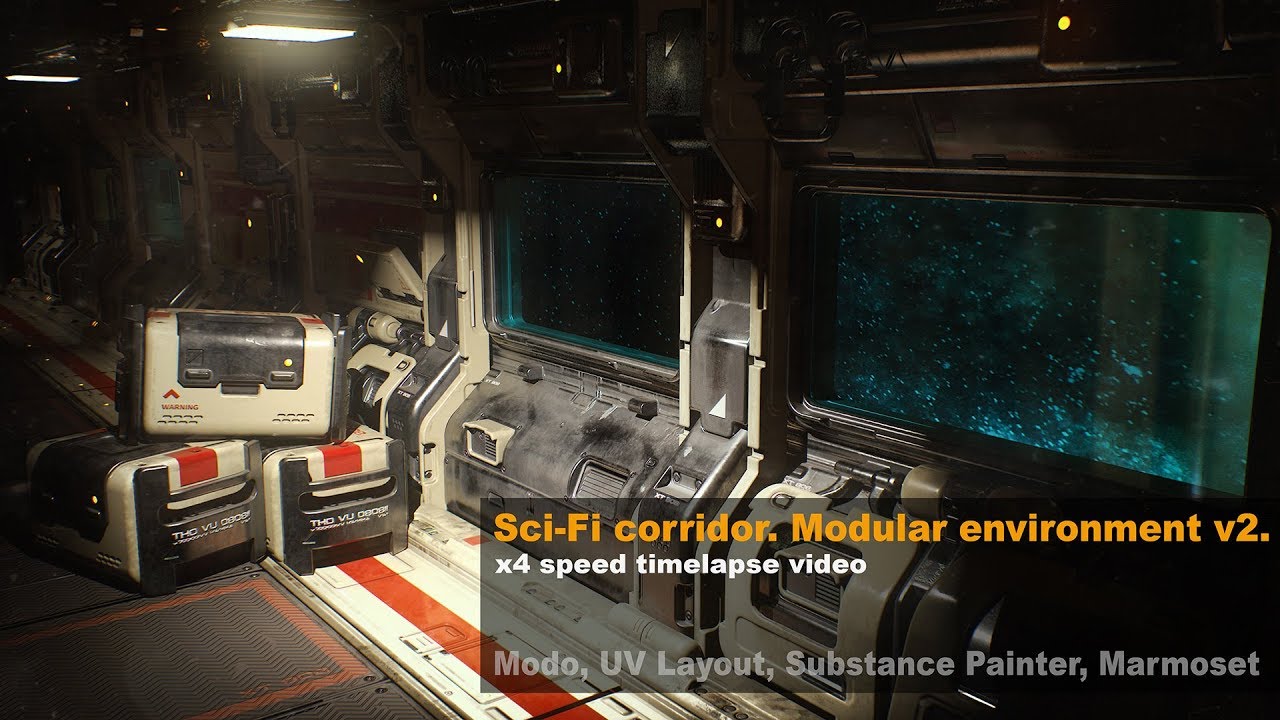 Sci-Fi Corridor. Modular environment v2. Modo, UVLayout, SubstancePainter, Marmoset. - YouTube