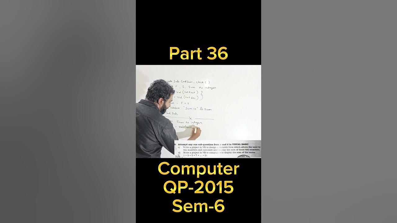 TyBcom Computer sem 6 2015 QP part 36 #tybcom #computer #visualbasic #informationtechnology # ...