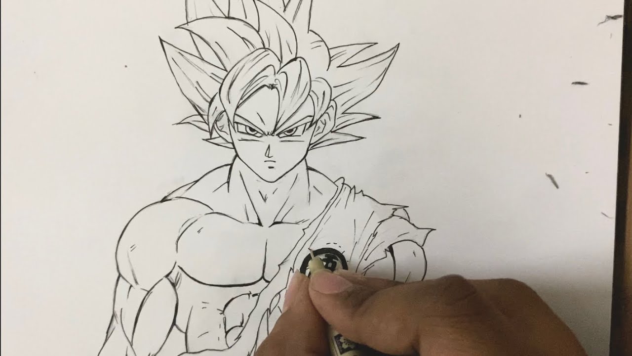 Inking Goku mastered ultra instinct| (Timelapse video) drawing Goku MUI ...