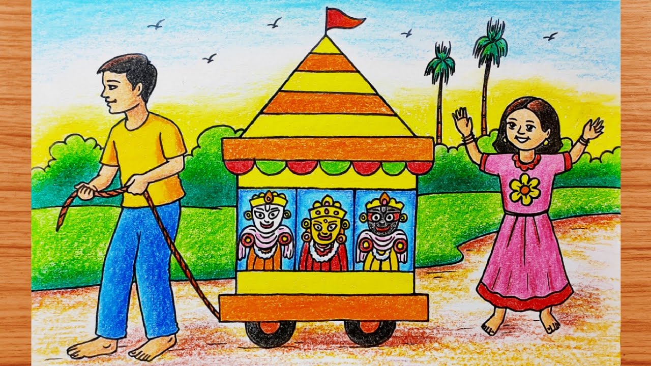 Rath Yatra Drawing | How to Draw Rath Yatra | रथ यात्रा जगन्नाथ चित्र ...