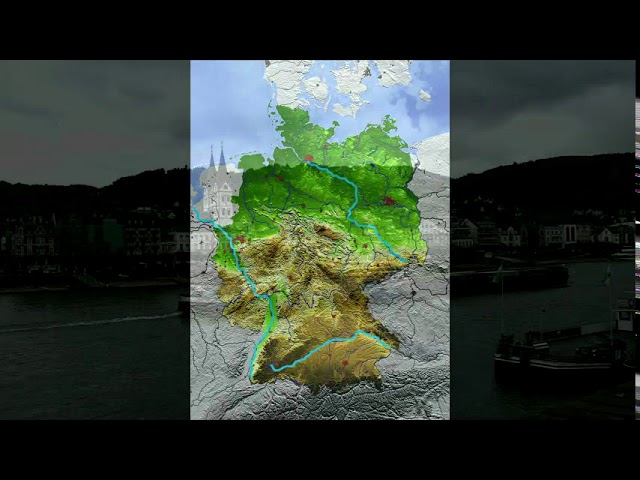 Physical Landforms And Waterways Of Germany Switzerland Map German