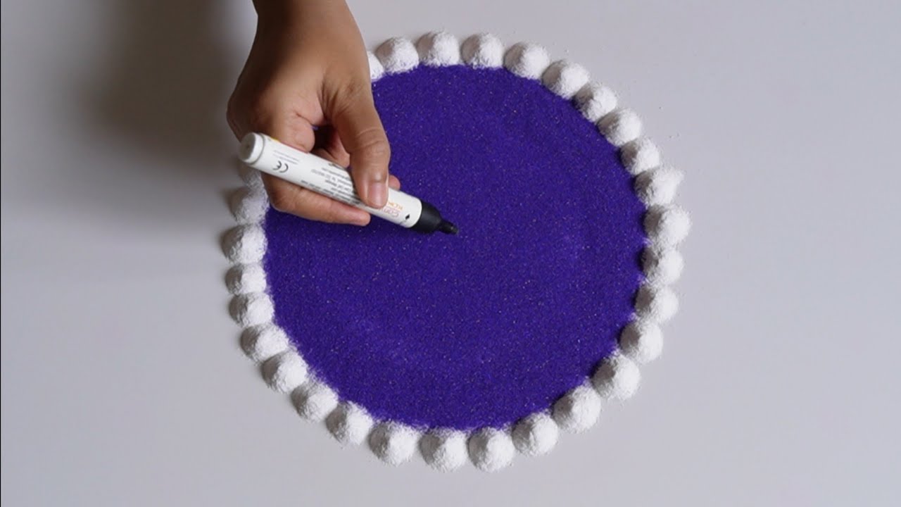 Simple Rangoli Design With Pen For Diwali | 2 Colour Rangoli Design for ...